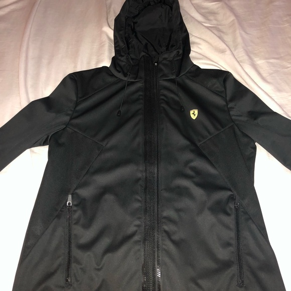 Ferrari | Jackets & Coats | Rare Ferrari Black Softshell Hoodie Jacket ...